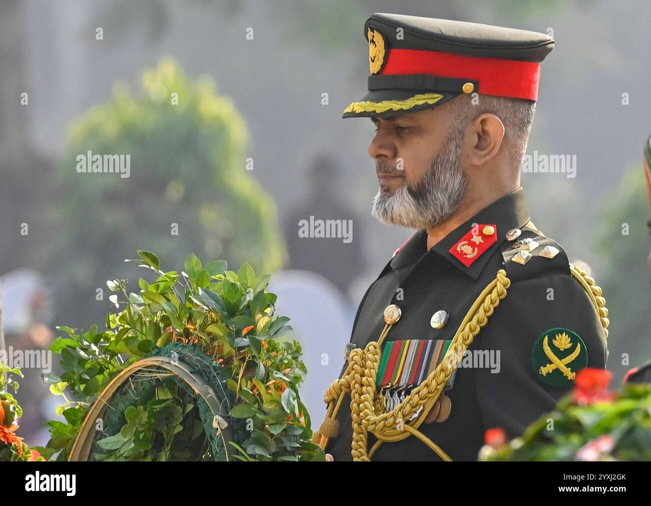 KOLKATA, INDIA - DECEMBER 16: Brigadier General of Bangladesh Army Md. Aminur Rahman pays floral ...