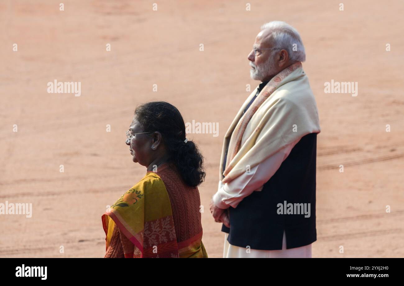 NEW DELHI, INDIA - DECEMBER 16: President Droupadi Murmu and Prime Minister Narendra Modi ...