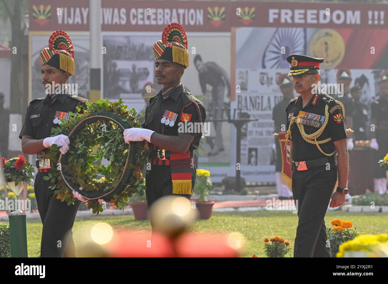 KOLKATA, INDIA - DECEMBER 16: GOC Eastern Command Lieutenant General Ram Chandra Tiwari pays ...