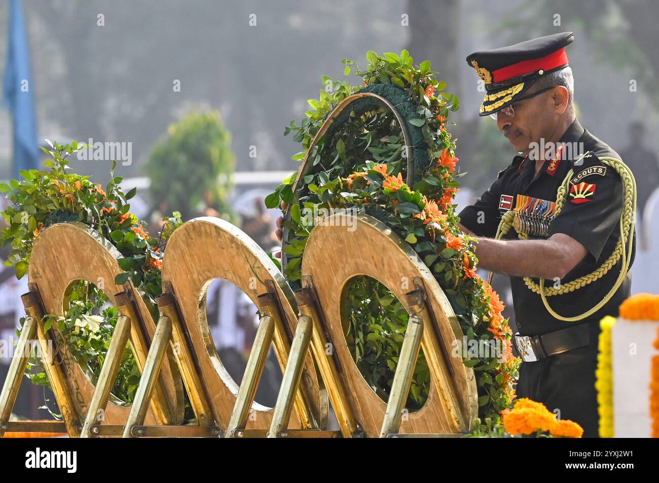 KOLKATA, INDIA - DECEMBER 16: GOC Eastern Command Lieutenant General Ram Chandra Tiwari pays ...