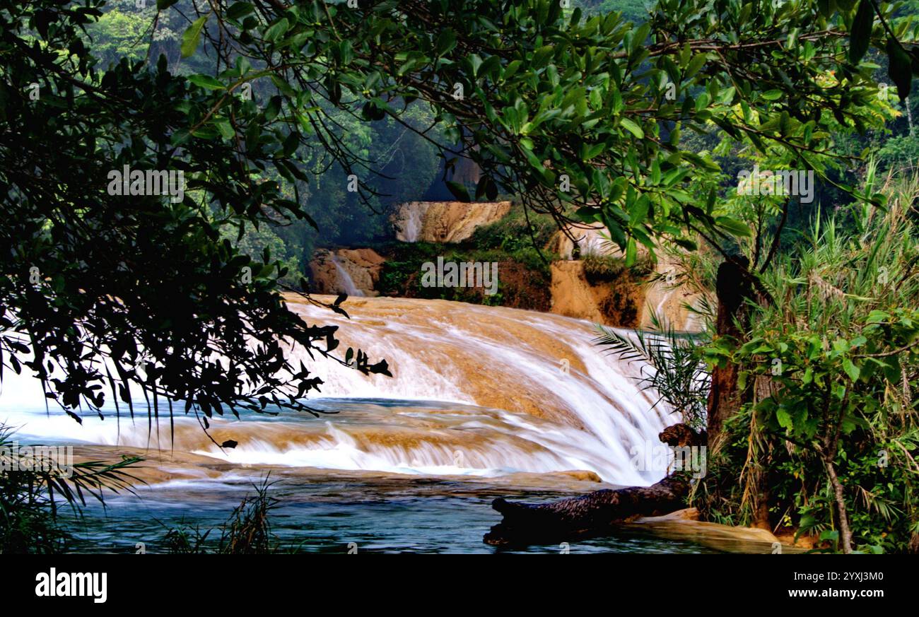 Cascada Agua Azul, located in the southern Mexican state of Chiapas, is ...
