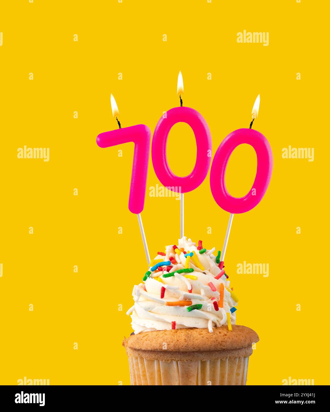 Candles forming the number 700 - Yellow background Stock Photo - Alamy