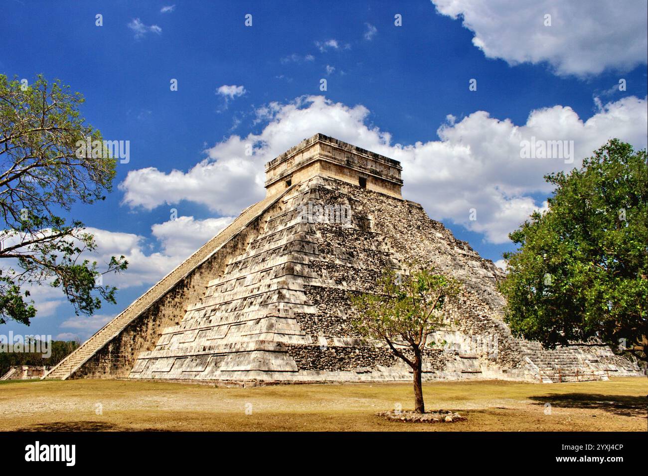 The Pyramid of Kukulcán at Chichen Itza, an ancient Mayan temple, rises ...