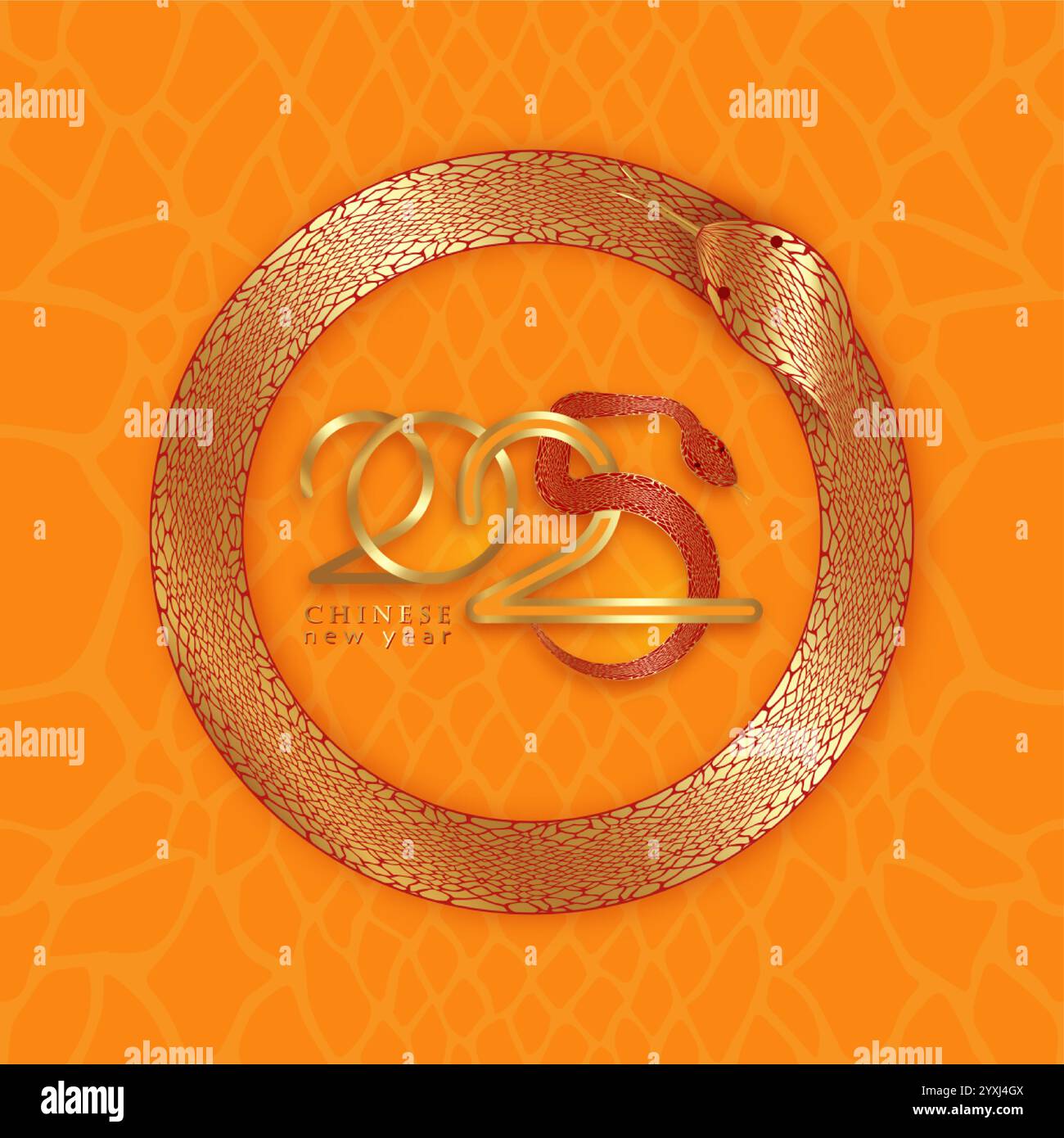 2025 Chinese New Year, Year of the Snake. Enso Circle Gold Logo design ...