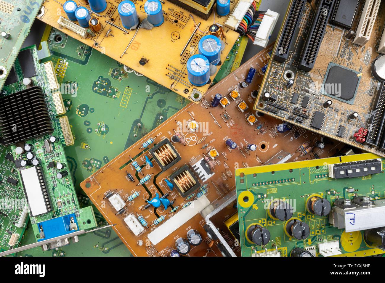 Collection of Colorful Circuit Boards and Electronic Components for ...