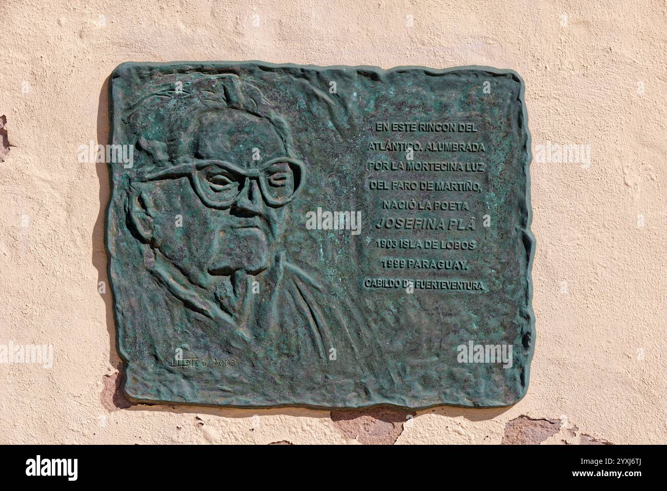 Lobos Island, Canary Islands, Spain. 12th Dec, 2024. Plaque affixed to ...