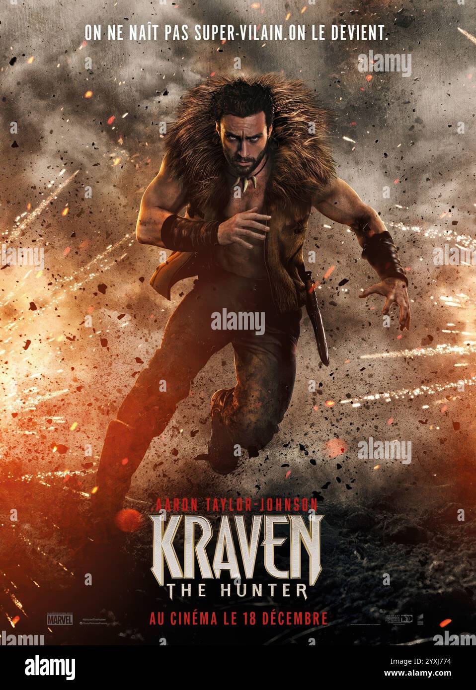 KRAVEN THE HUNTER, French poster, Aaron Taylor-Johnson as Kraven, 2024 ...