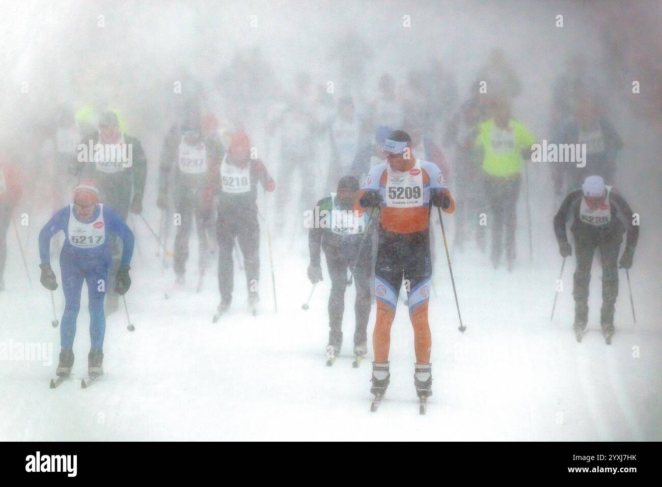 Competitors racing during Nordic skiing segment of North American Vasa ...