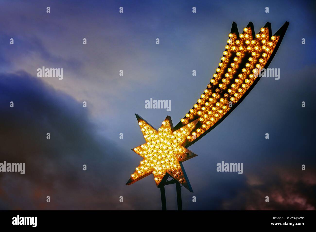 Light installation in the shape of the star of Bethlehem as Christmas ...