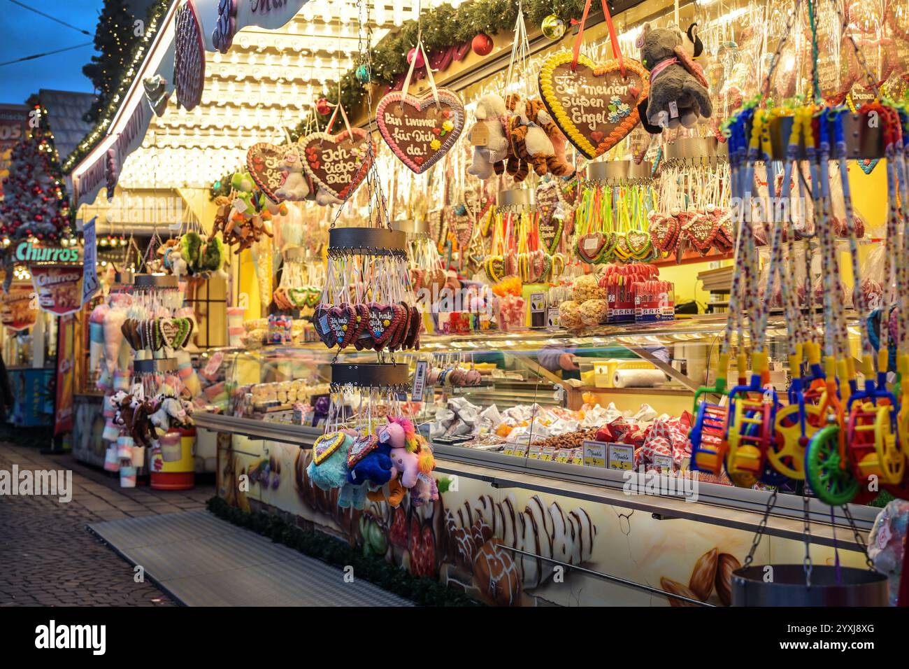 Bremen, Germany, December 4, 2024: Illuminated stall at the Christmas ...