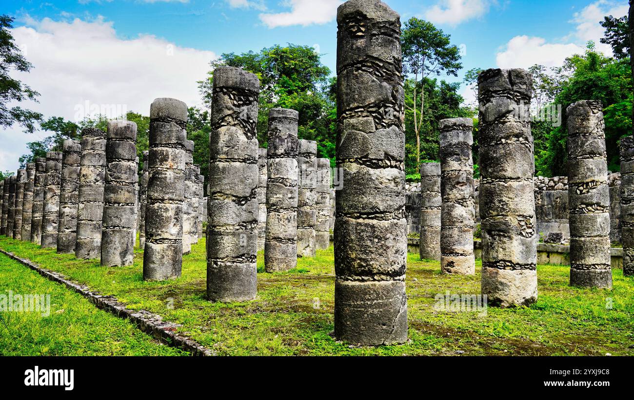 Stone pillars in Plaza of 1000 columns at the Temple of Warriors, used ... Stone pillars in Plaza of 1000 columns at the Temple of Warriors, used ...