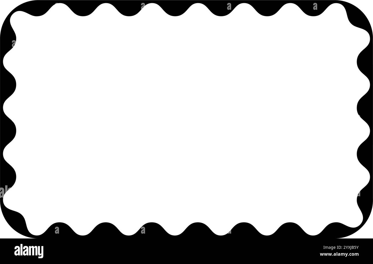 Rectangle Frame With Wavy Inner Borders Rectangular Vignette For Picture Or Mirror With