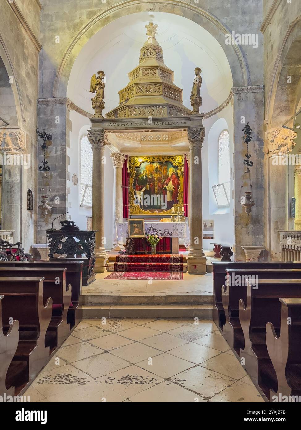 Korcula, Croatia - June 30, 2024: Saint Mark Cathedral. Main altar and ...