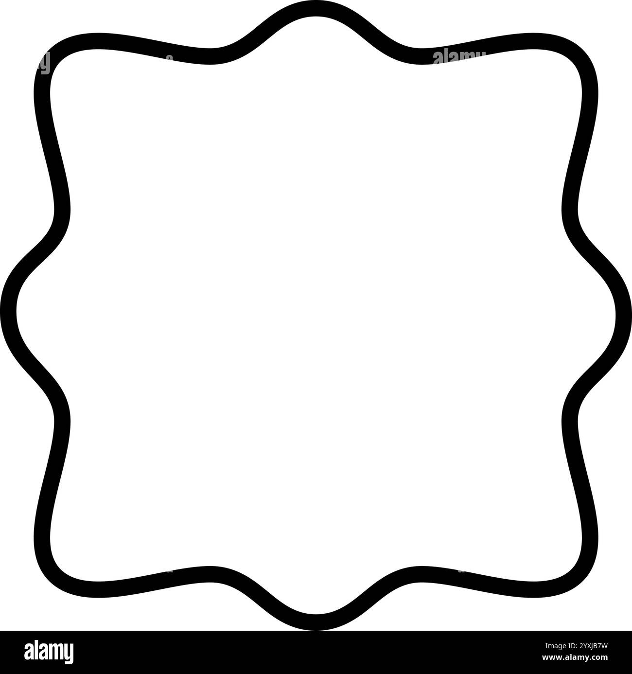 Square frame with curvy edges. Geometric shape with scallop borders ...