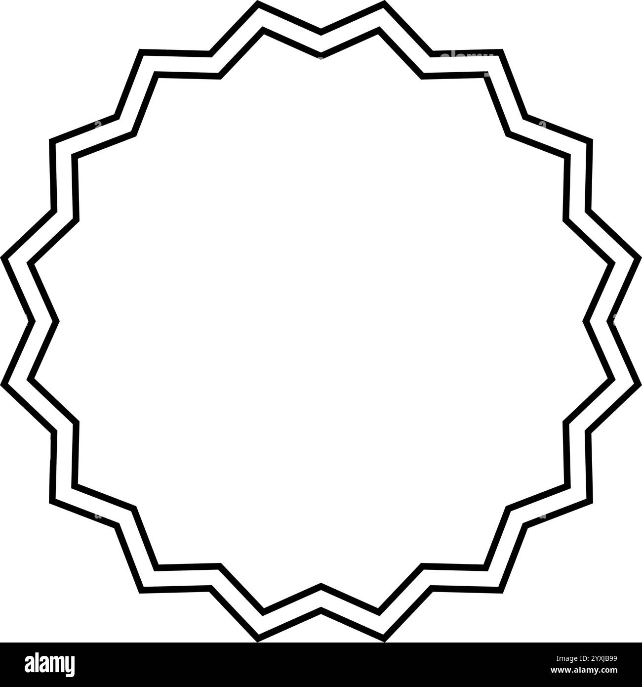 Round frame with zigzag edges. Circle shape with jagged borders ...