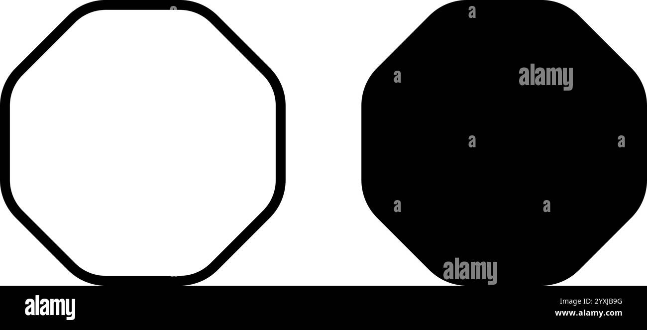 Octagon Frame And Shape Isolated On White Background Basic Geometric