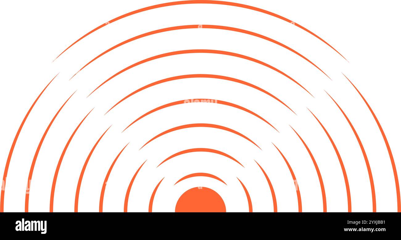Concentric orange semicircles. Sunburst, sunrise or sunset icon. Pain ...