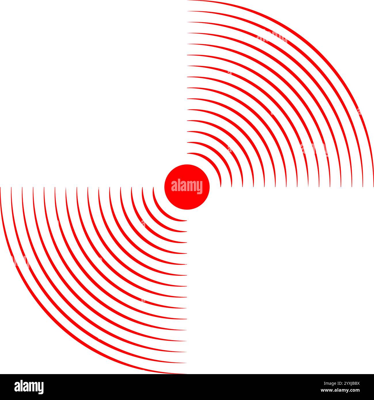Pain localization icon. Red concentric semicircles. Sore, ache or ...