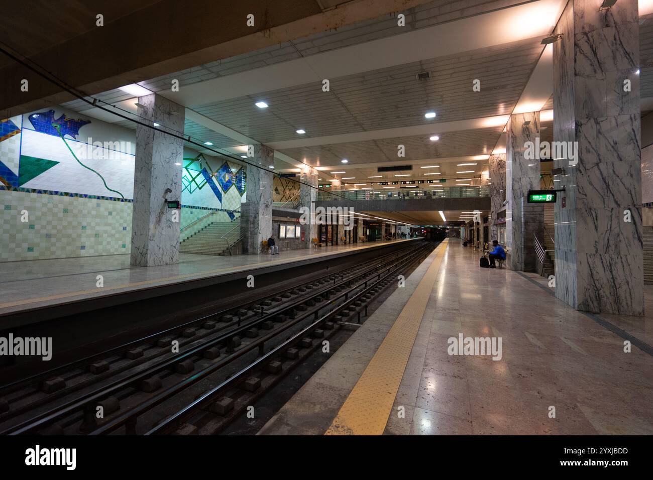 Underground interior of the Bela Vista metro station in Lisbon-Portugal ...