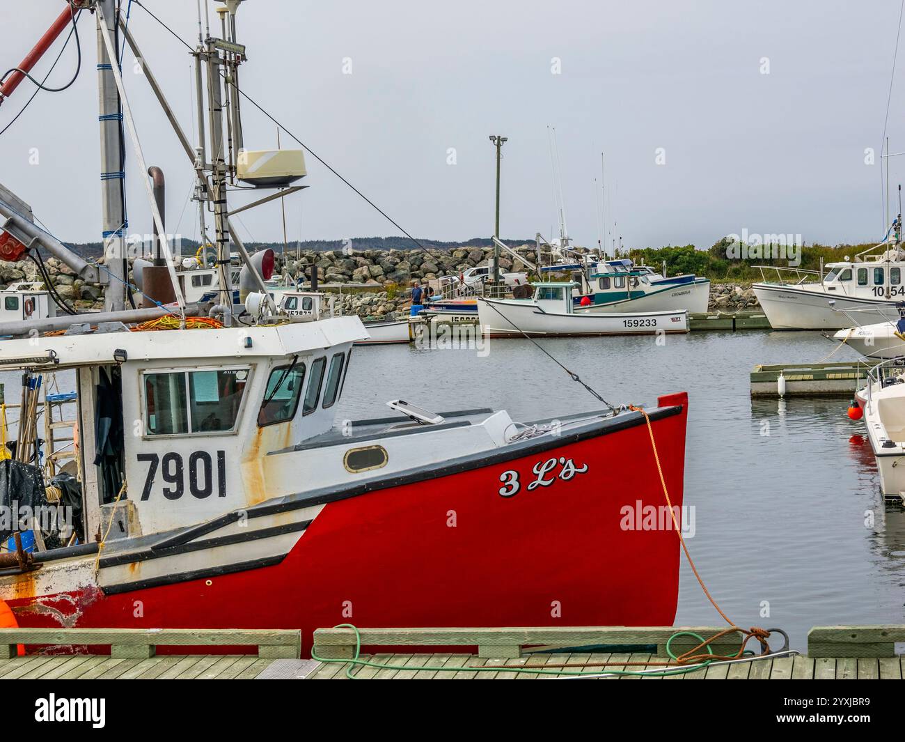 Fishing boats in Murphys Pond Harbour on the Cabot Trail on Cape Breton ...