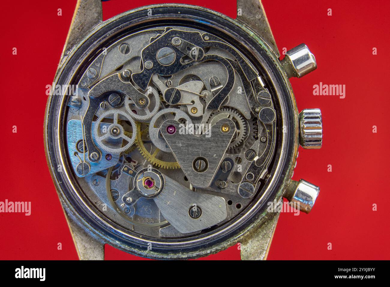 wristwatch mechanism white background Stock Photo - Alamy