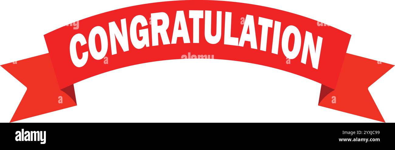 Congratulation Curved Red Ribbon, Congratulation ribbon, Congratulation ...
