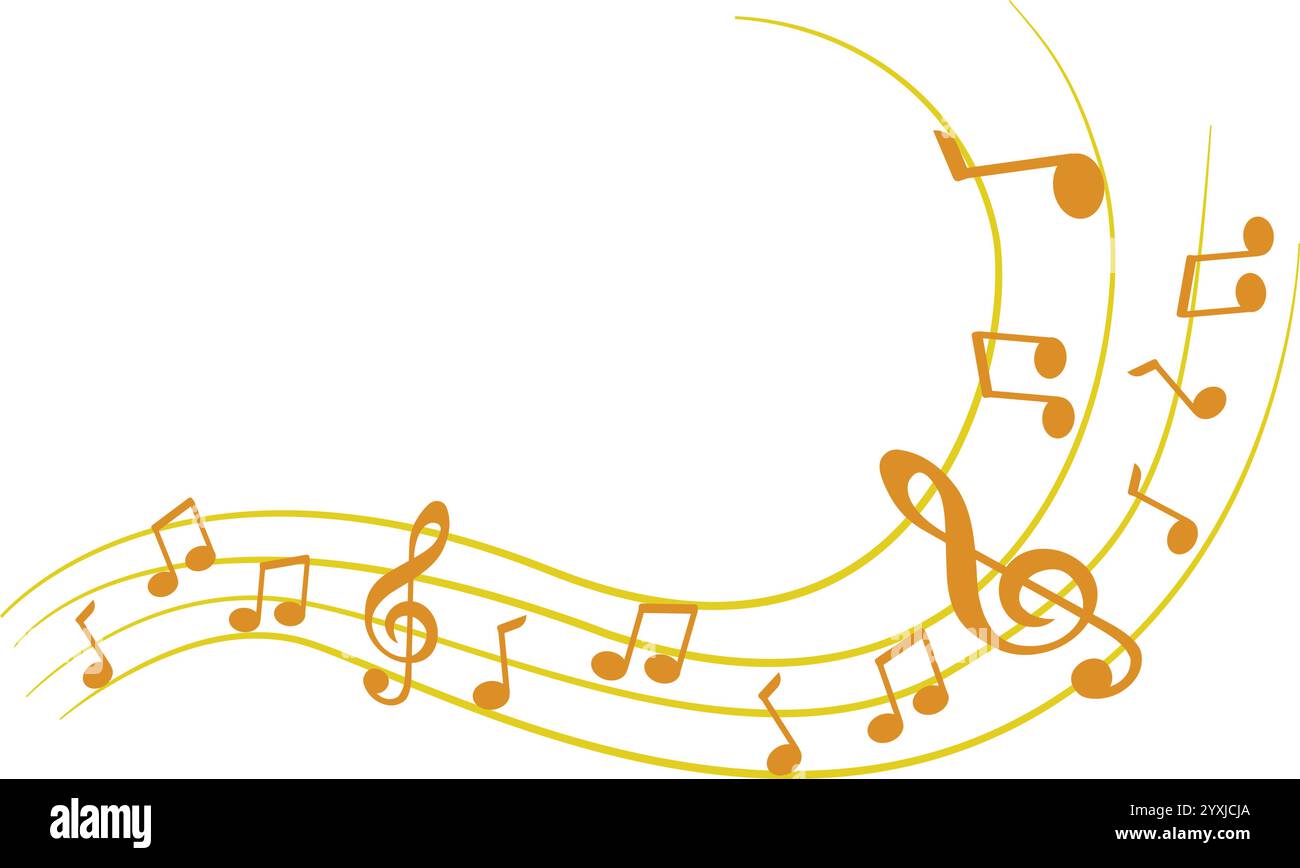 Music notes wave, Curve musical signs, sound wave line symbol, acoustic ...