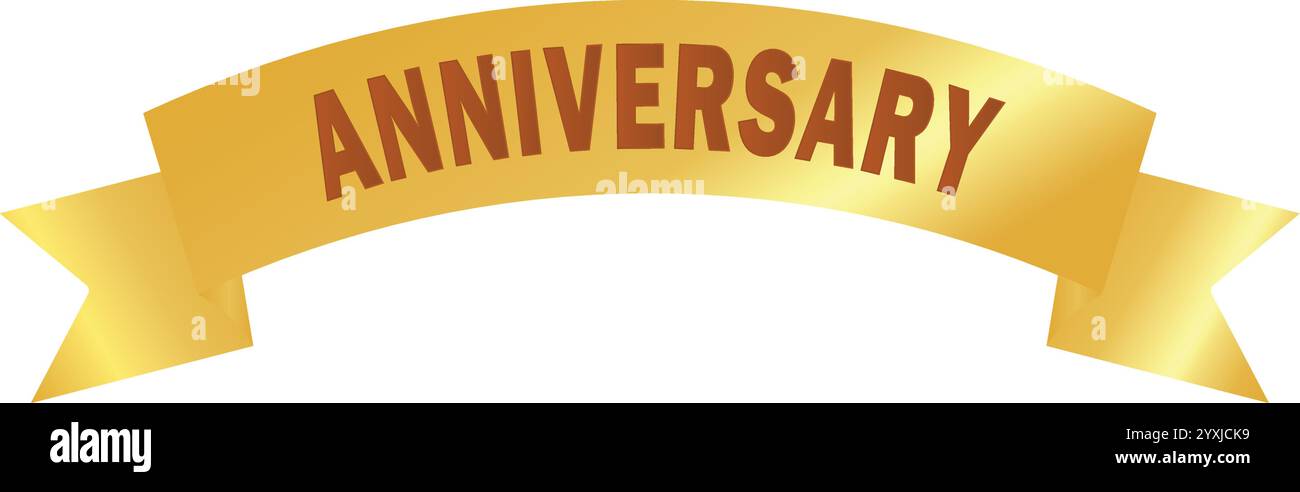 Anniversary Curved Golden Ribbon, Anniversary ribbon, Anniversary ...