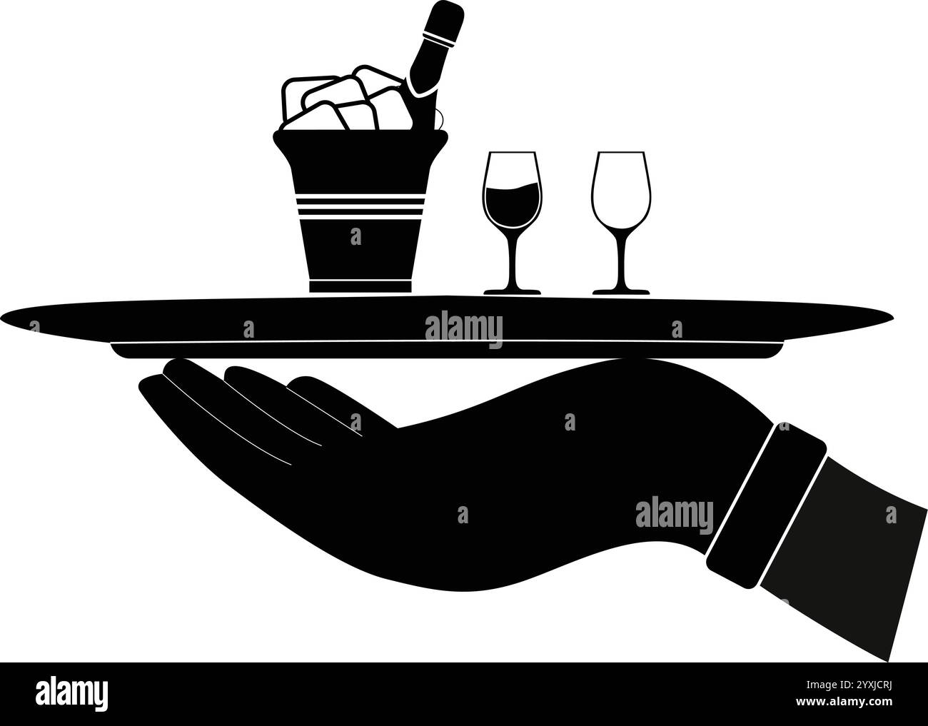 Wine served with ice, Bottle of champagne, ice bucket in Hand ...