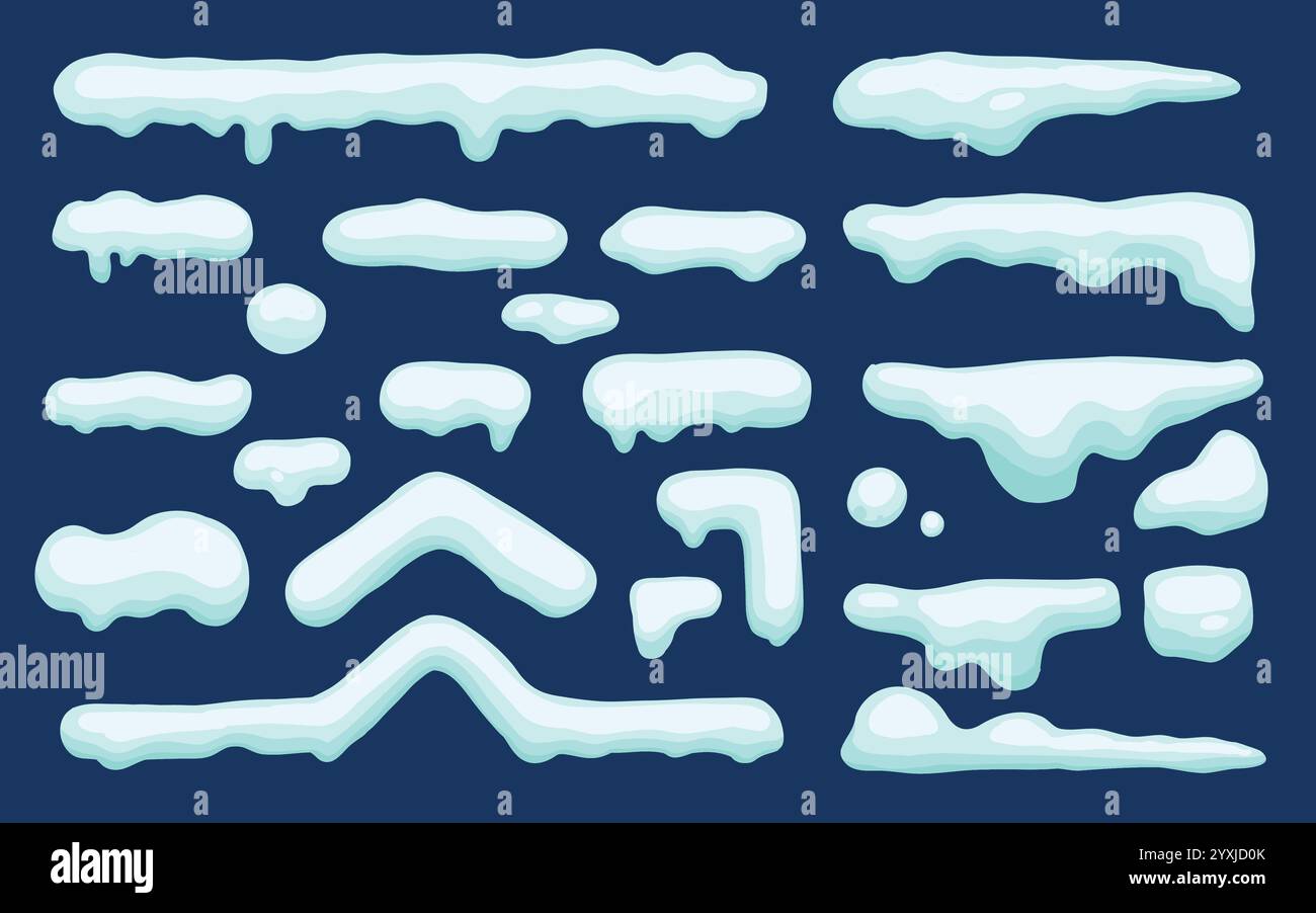 Snow roof cape. Snowfall winter snowdrift border frame collection ...