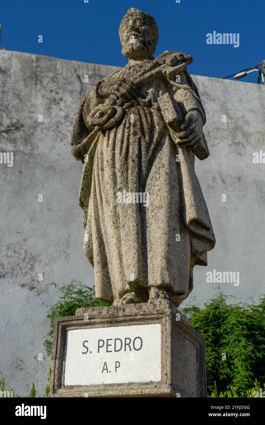 Stone statue depicting the S.Pedro belonging to the episcopal garden of ...