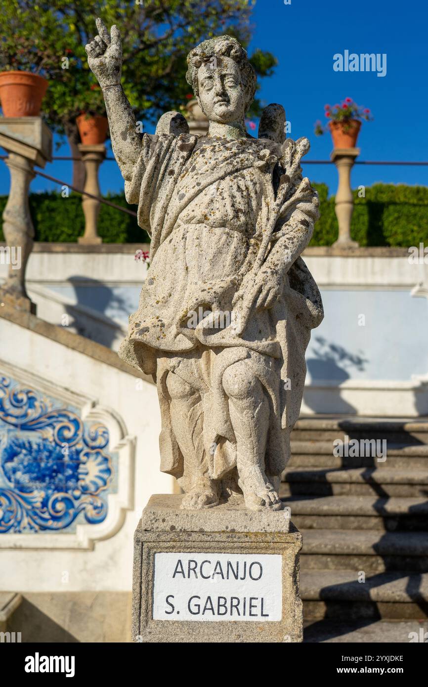 Stone statue depicting the archangel São Rafael belonging to the ...