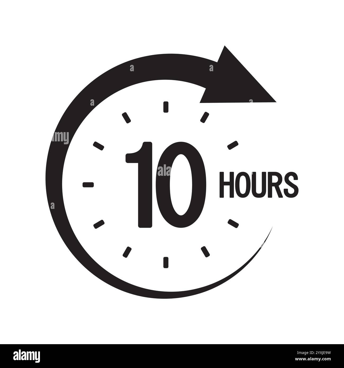 10 hours icon. Ten hours focus. Countdown arrow clock. Time tracking ...