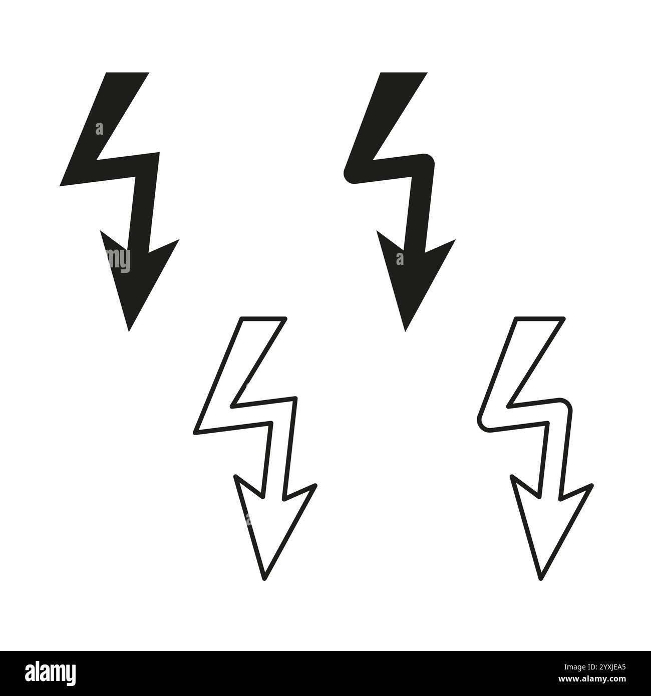 Lightning icon. Bold electric symbol. Black and white design. Vector ...