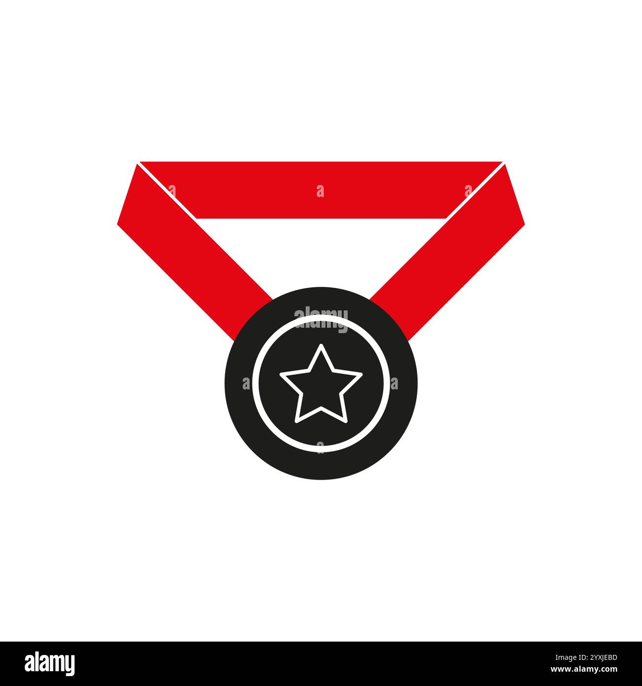 Medal with ribbon. Star vector icon. Award winning symbol. Victory ...