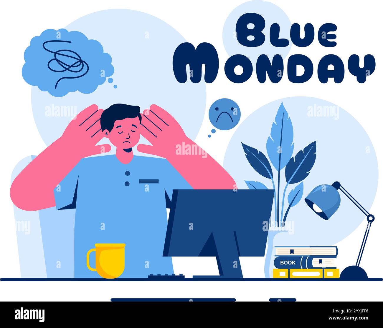Blue Monday Illustration Depicting Sadness and Mental Health Influenced ...