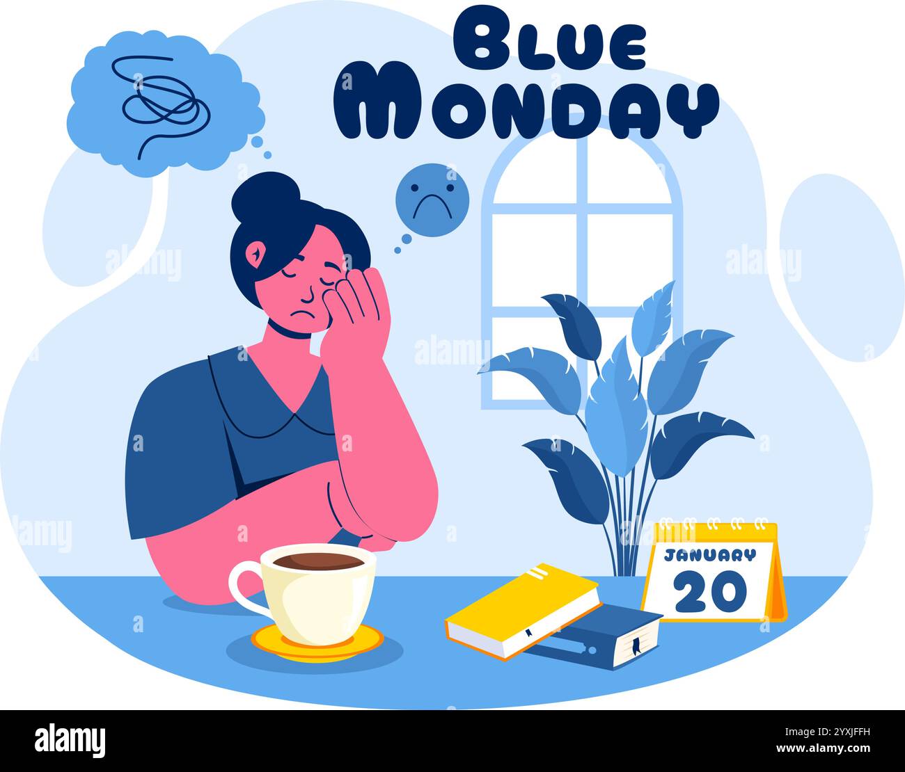Blue Monday Illustration Depicting Sadness and Mental Health Influenced ...