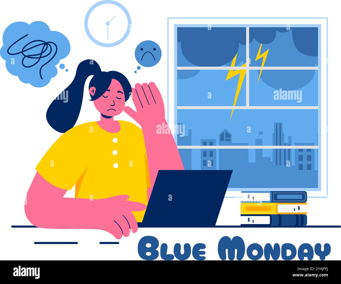 Blue Monday Illustration Depicting Sadness and Mental Health Influenced ...