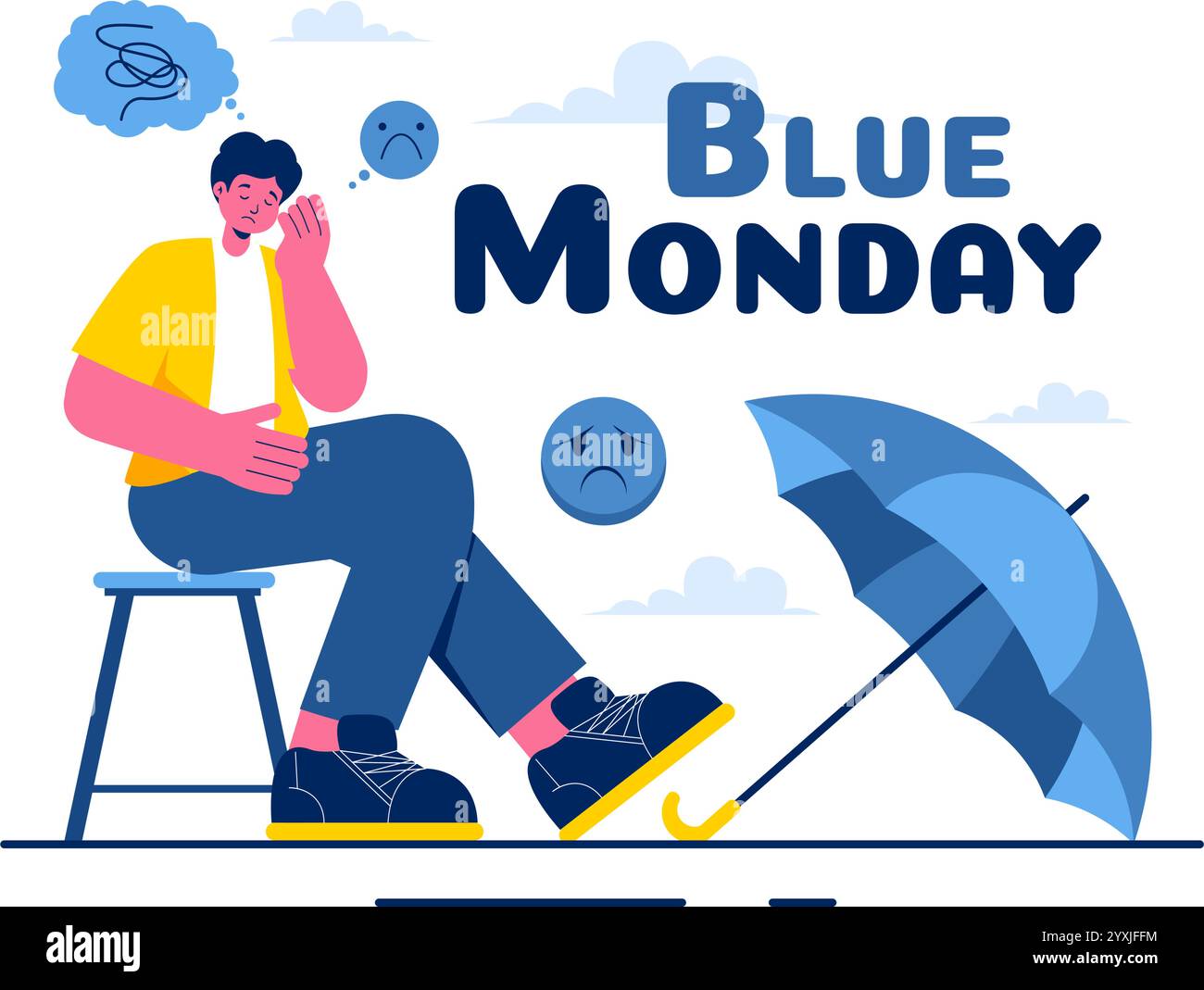 Blue Monday Illustration Depicting Sadness and Mental Health Influenced ...