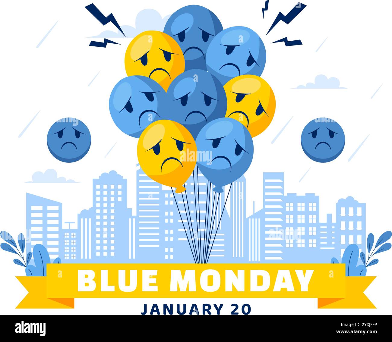 Blue Monday Illustration Depicting Sadness and Mental Health Influenced ...