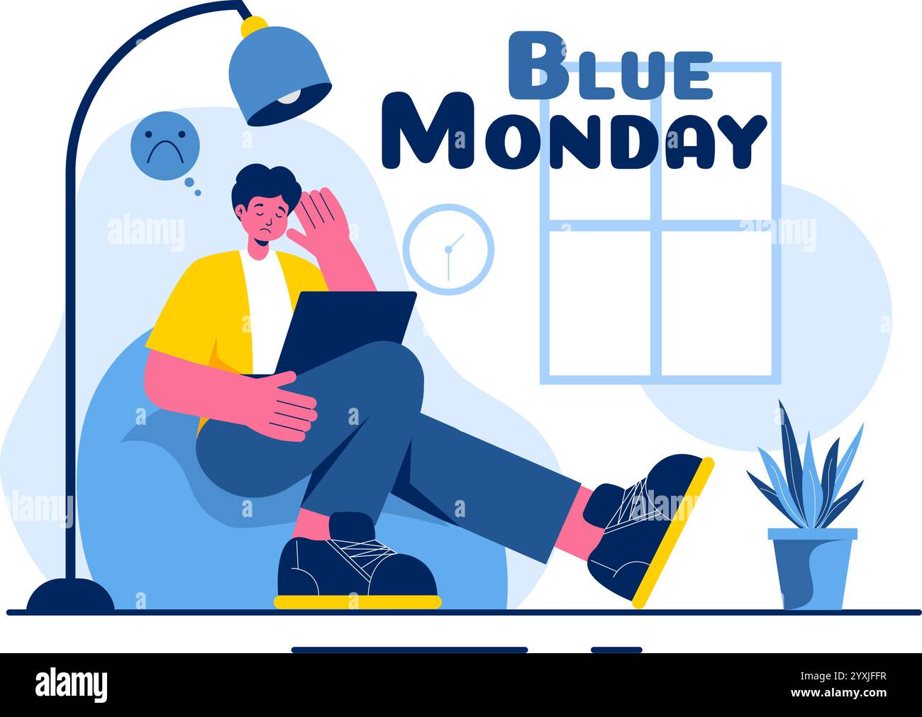 Blue Monday Illustration Depicting Sadness and Mental Health Influenced ...