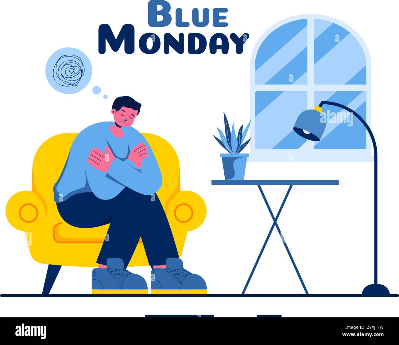 Blue Monday Illustration Depicting Sadness and Mental Health Influenced ...