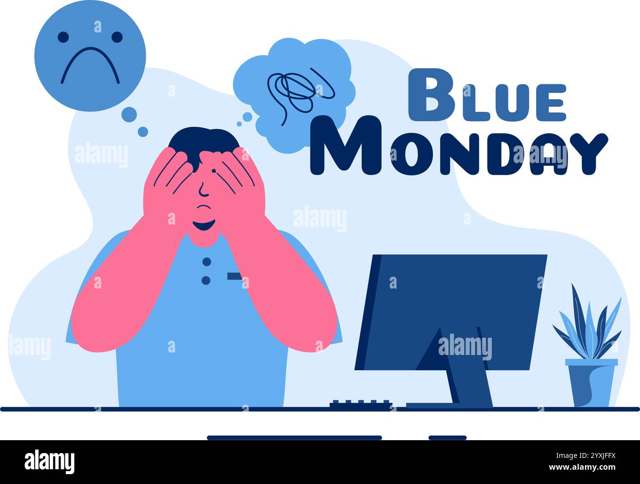 Blue Monday Illustration Depicting Sadness and Mental Health Influenced ...