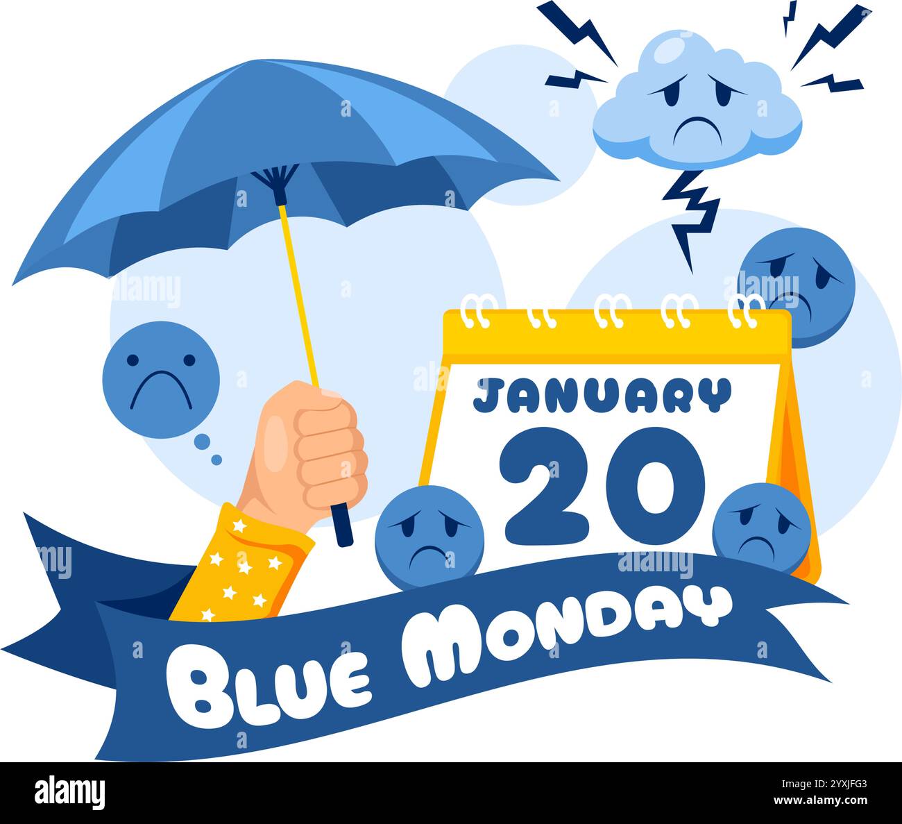 Blue Monday Illustration Depicting Sadness and Mental Health Influenced ...
