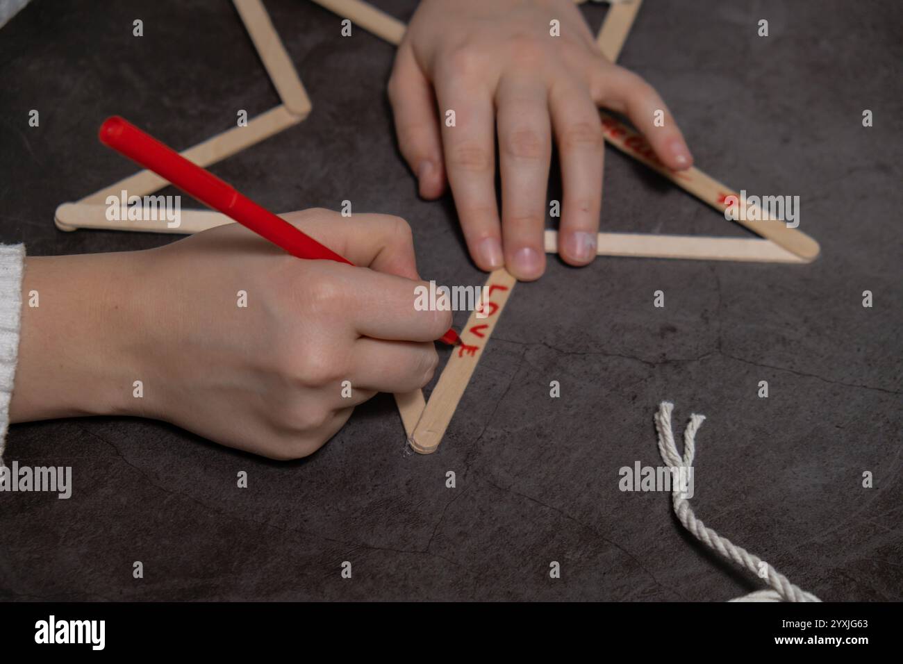 Ice cream sticks Christmas star Sustainable preparation Diy process ...