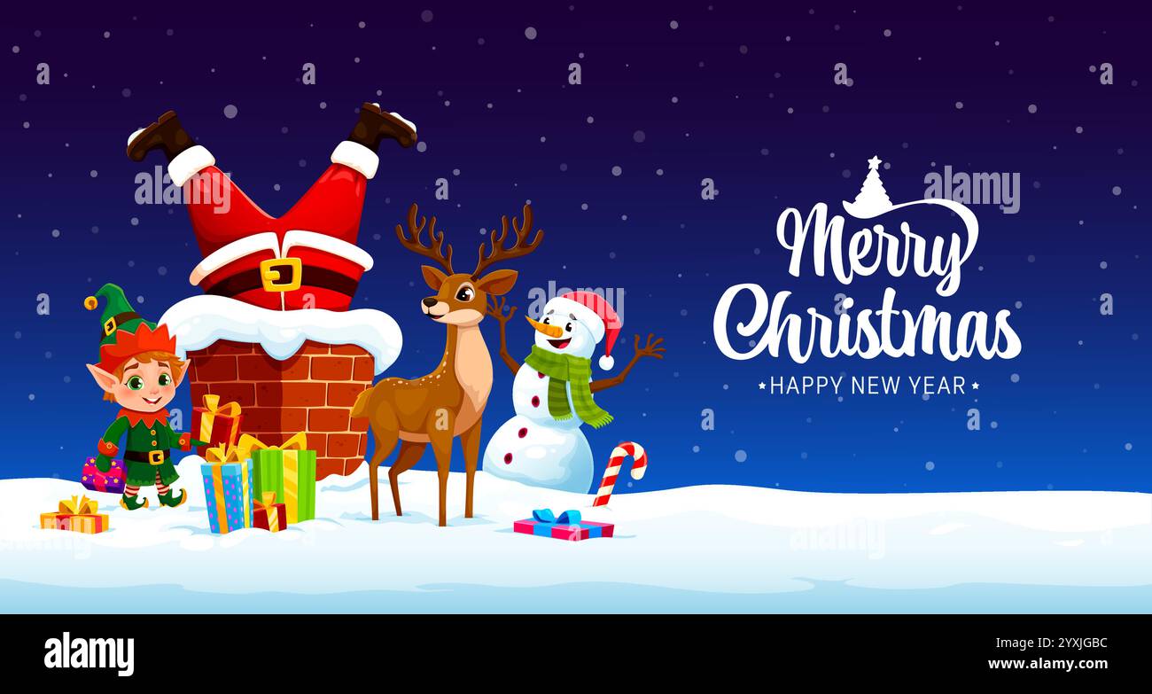 Christmas Santa Claus stuck in building chimney for winter holiday ...