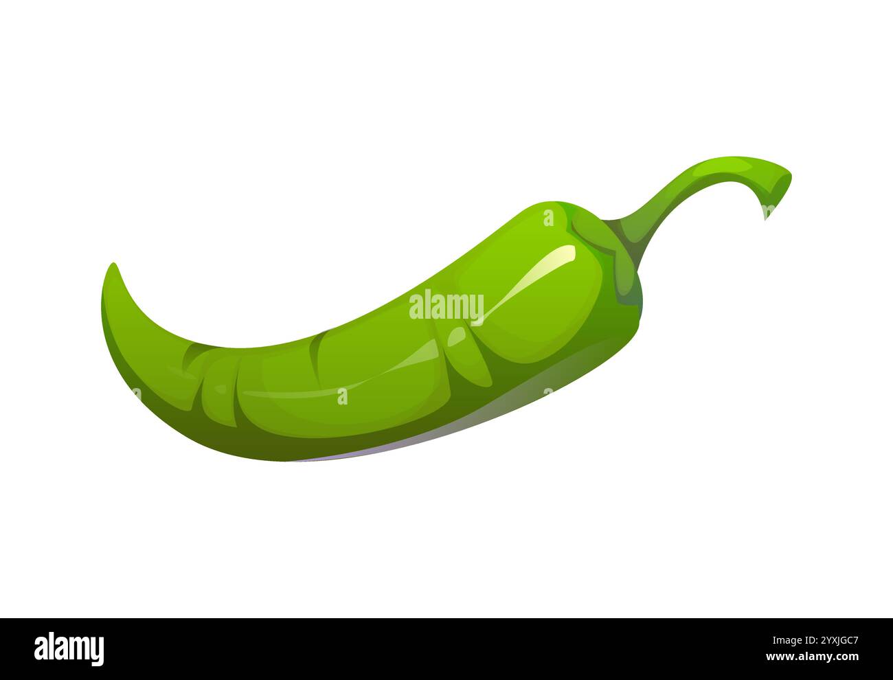 Cartoon green chili pepper. Isolated vector whole guindilla jalapeno ...