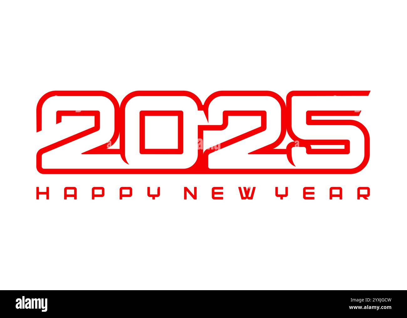Happy new 2025 year calendar number. Vector bold red text ...