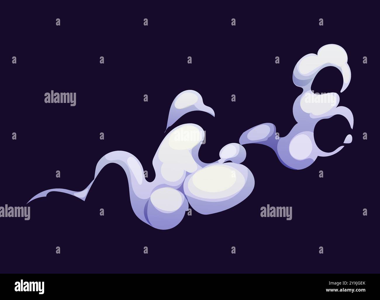Cartoon white smoke cloud drifts effortlessly through the air, its ...