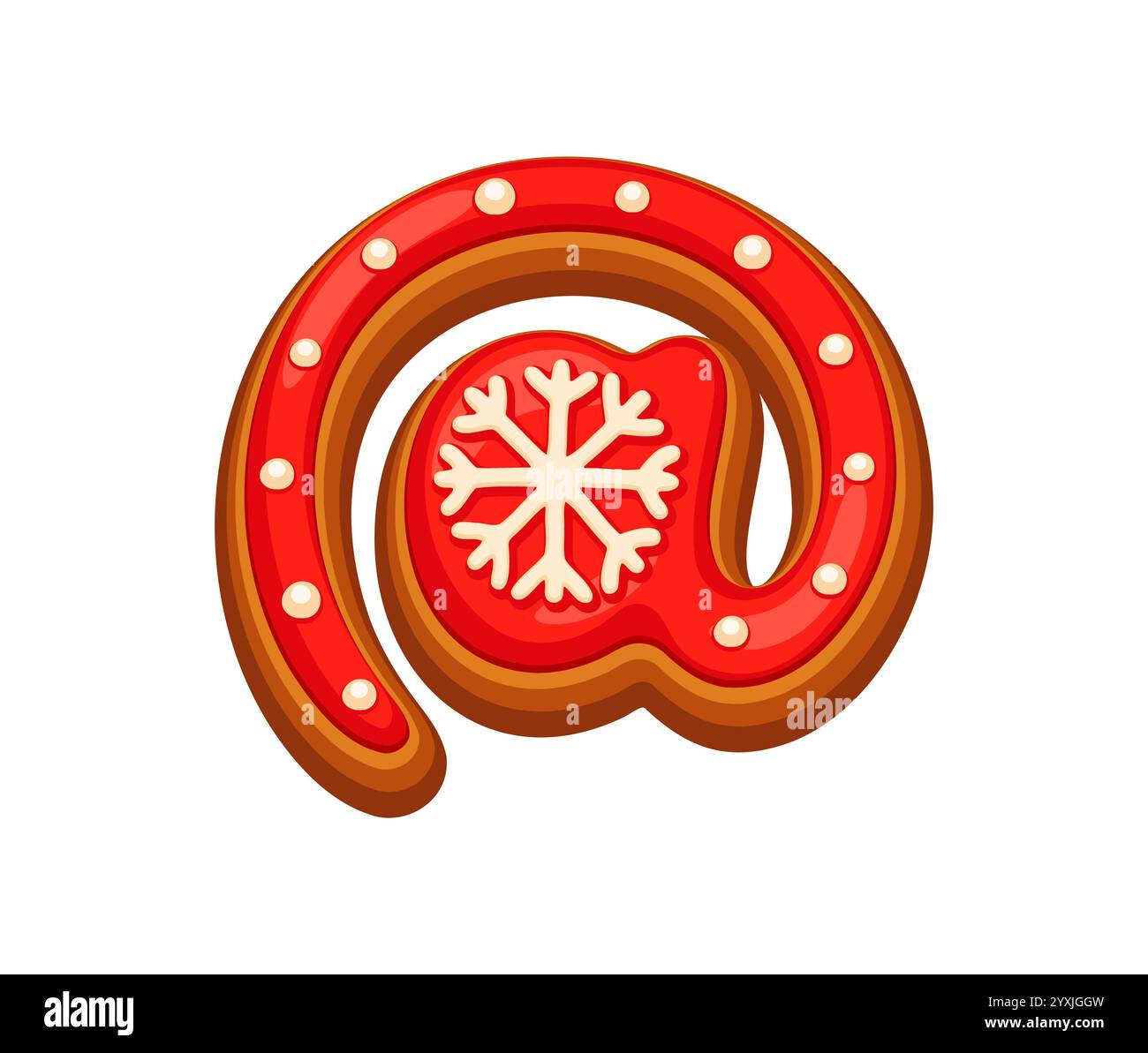 Festive gingerbread cookie shaped as an ampersat or at symbol ...